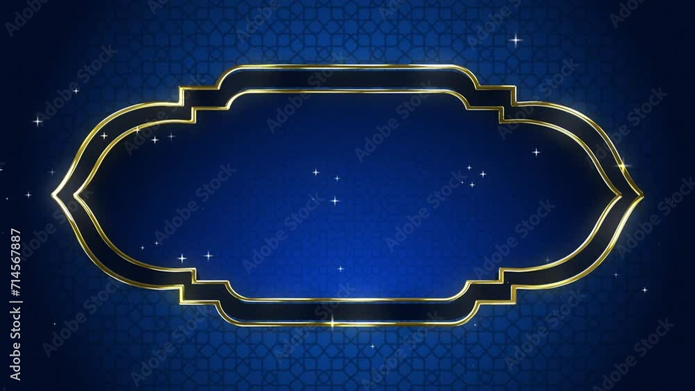 luxury blue gold islamic pattern background animation, rotating gold ...