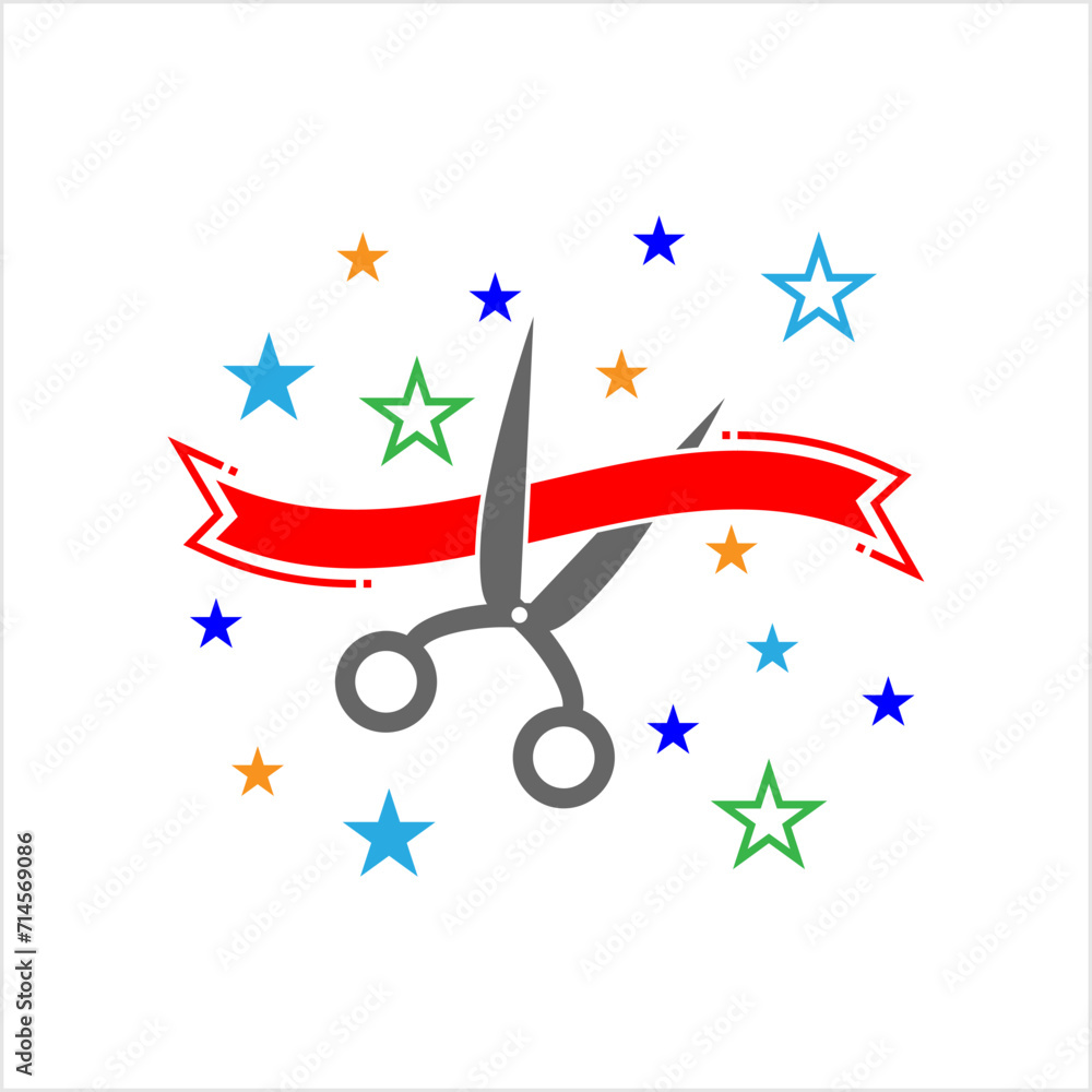 Opening Icon, Grand Opening Icon, Opening Celebration, Ribbon Cutting ...