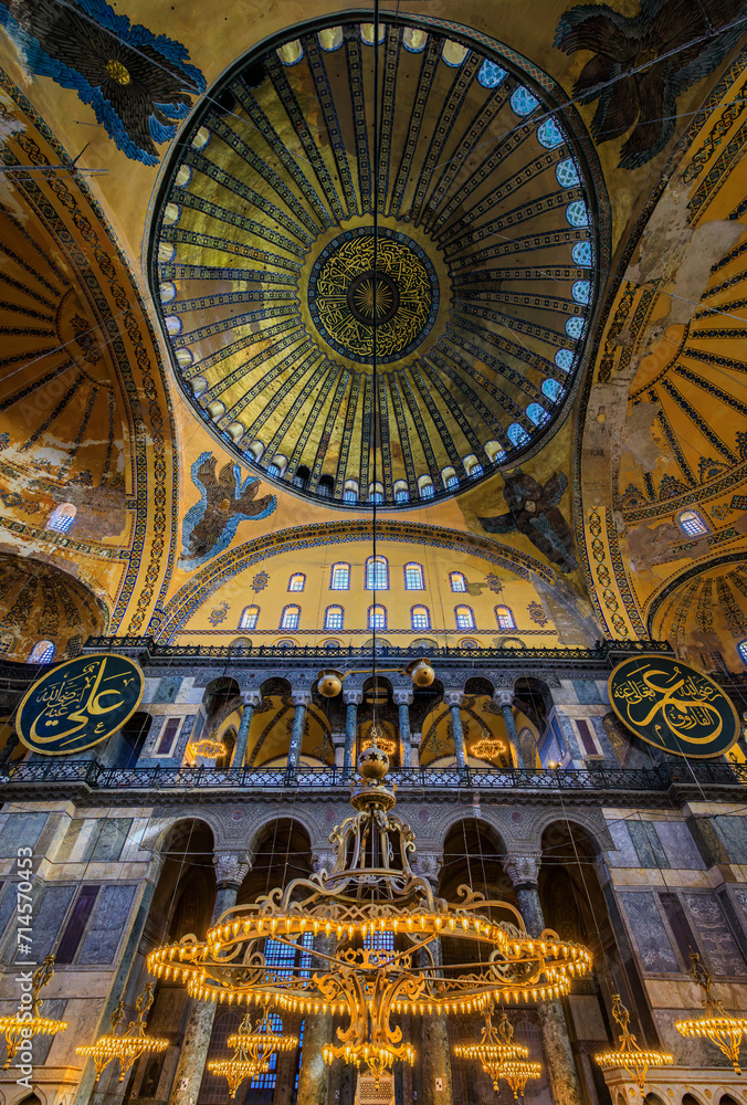 Istanbul, Turkey - November 8, 2023: Ornate dome with goldleaf mosaics ...
