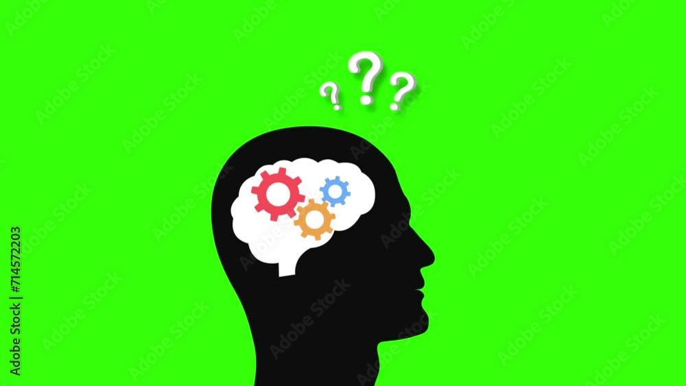 Vidéo Stock brain gear thinking dizzy confused question mark animated ...