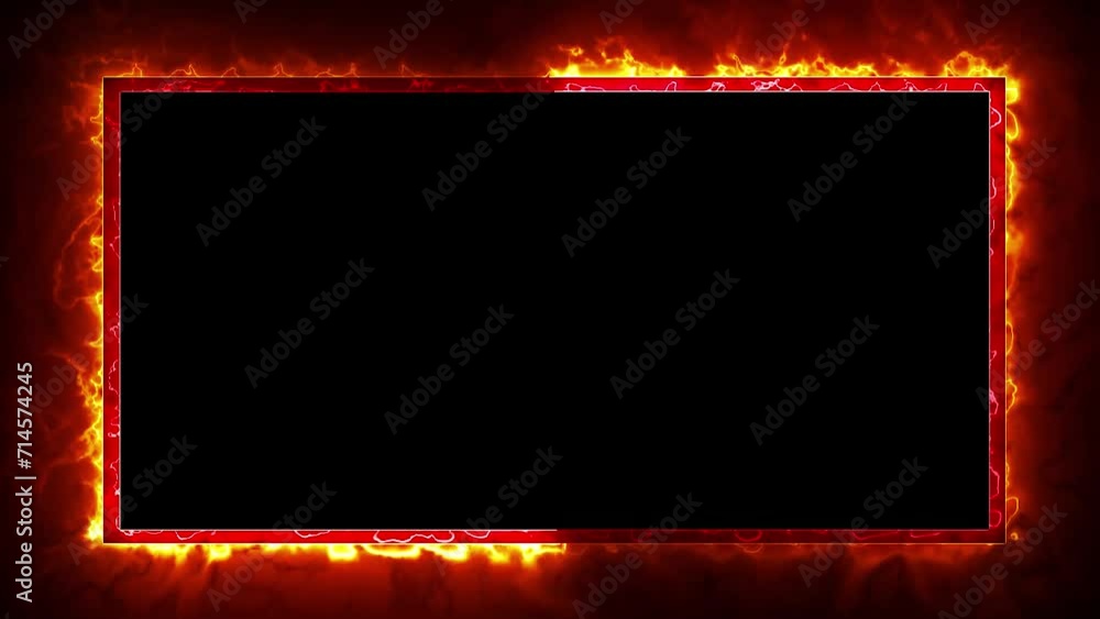 neon border frame, fire glowing border, rectangle, square, frame, black ...