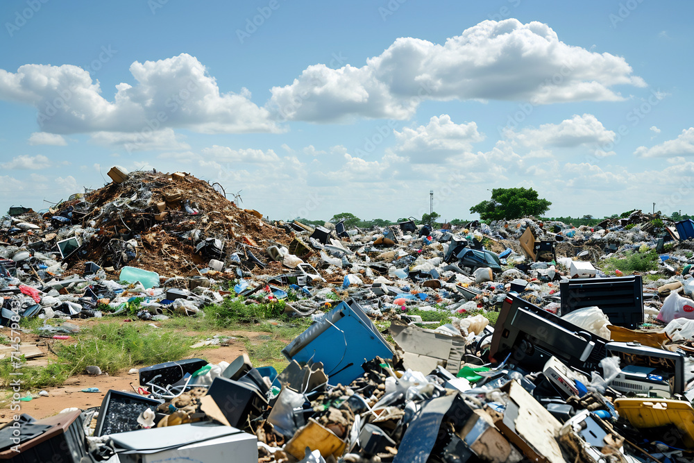 land pollution overflowing with discarded items and trash Stock Photo ...