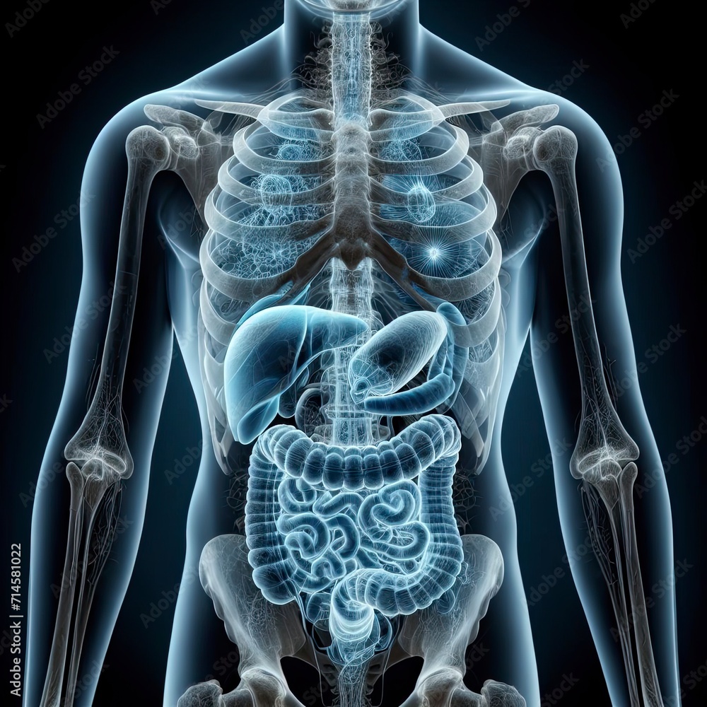 X-ray of upper body part of human body Male Female highlighting body ...