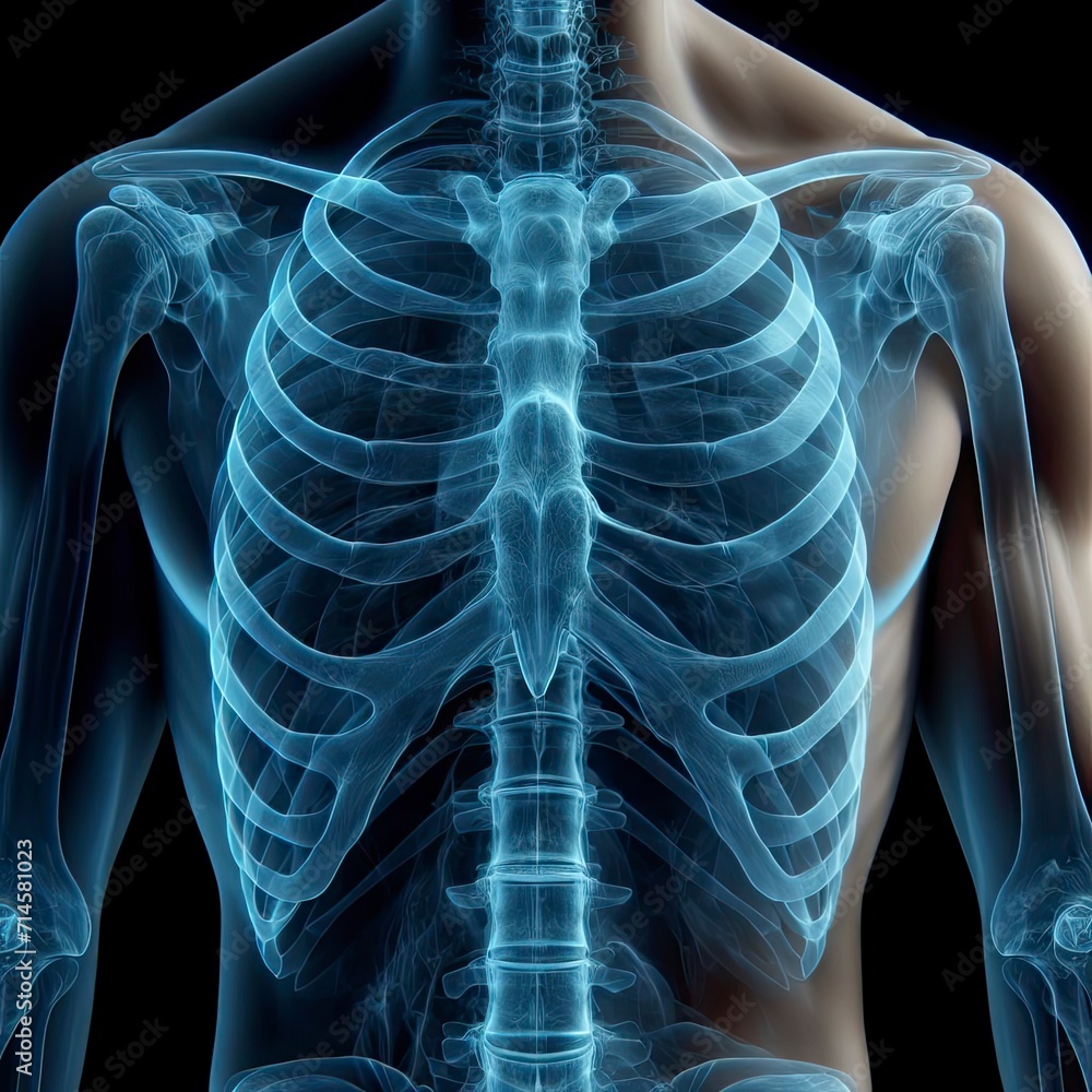 X-ray of upper body part of human body Male Female highlighting body ...