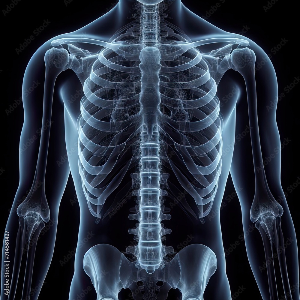 X-ray of upper body part of human body Male Female highlighting body ...