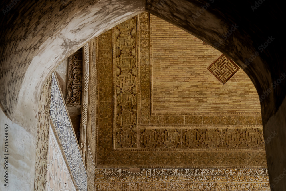 Detail of traditional Persian mosaic wall with floral ornament. West ...