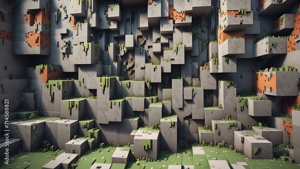 Crumbling Minecraft wall. Minecraft world earthquake. Minecraft texture ...