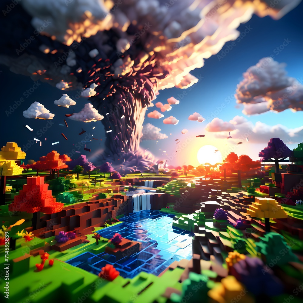 Minecraft inspired tornado. Minecraft texture world. Voxel earth ...