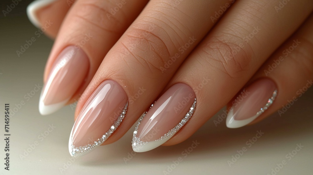 Timeless and classic French tip nails with a twist, incorporating a ...