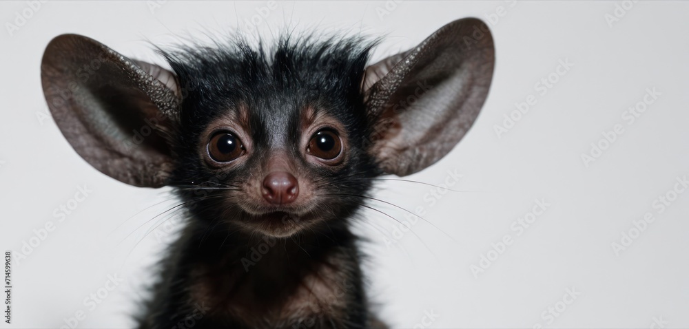 a close up of a small animal with very big ears and a big nose with a ...
