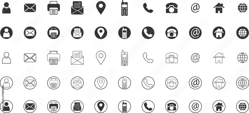 Vector Classic Contact icon pack, Contacts Symbol set Stock Vector ...