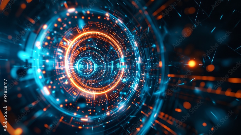 Abstract futuristic HUD 3D object. Hi tech hologram interface consist ...
