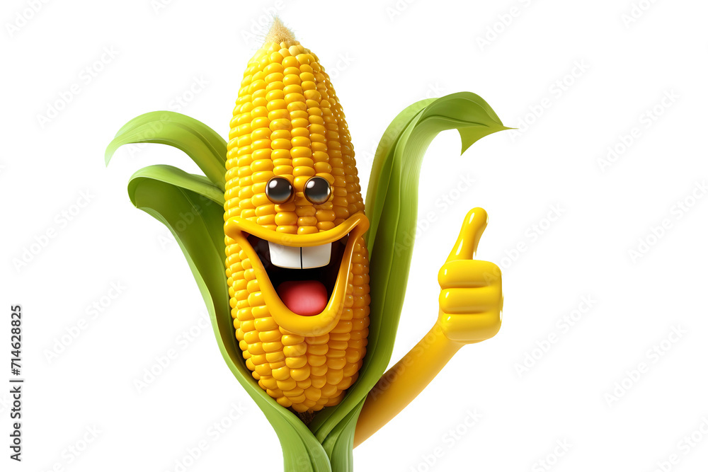 smiling corn thumbs up isolated on transparent background Stock Photo ...