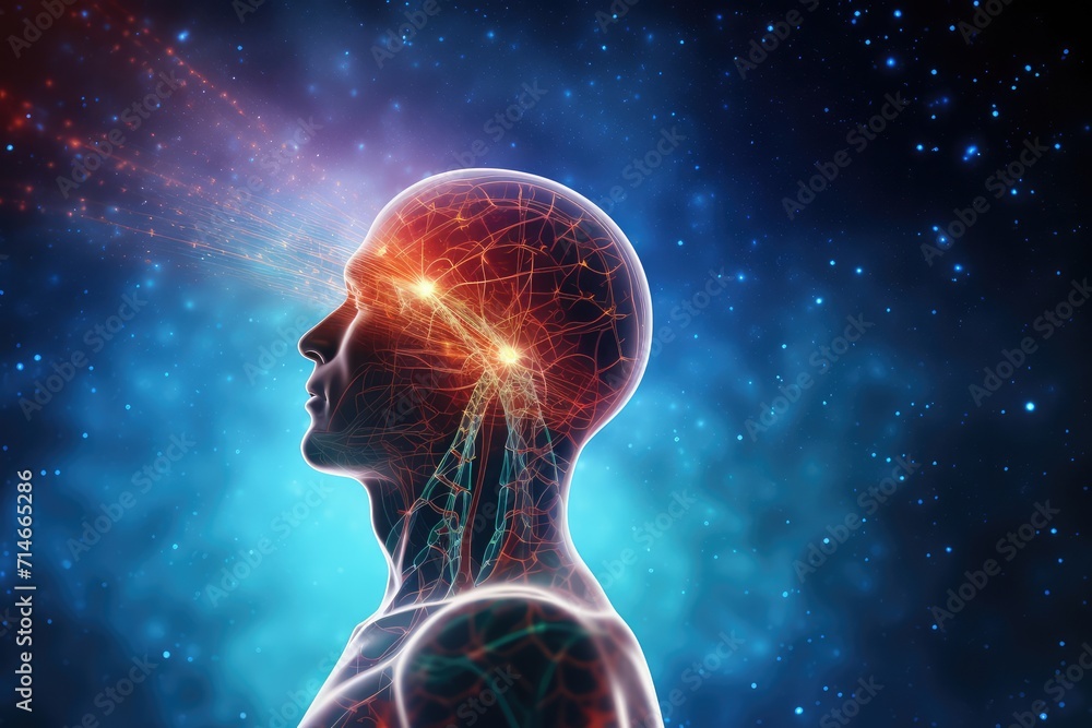 Colorful 3d scientific brain stimuli, neurovascular coupling central ...