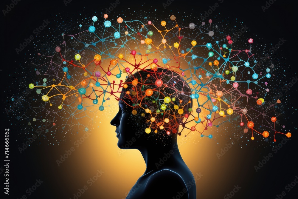 Human Brain AI Colorful Neuron Illustration, Brain learning new ...