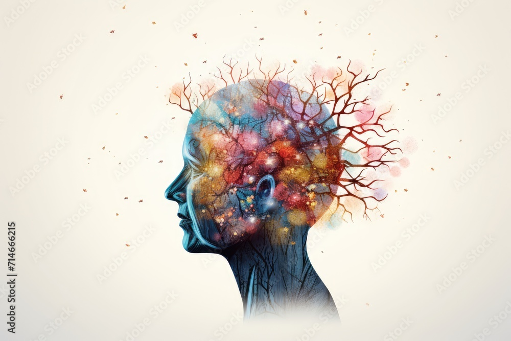 Human Brain AI Colorful Neuron Illustration, Brain learning new ...