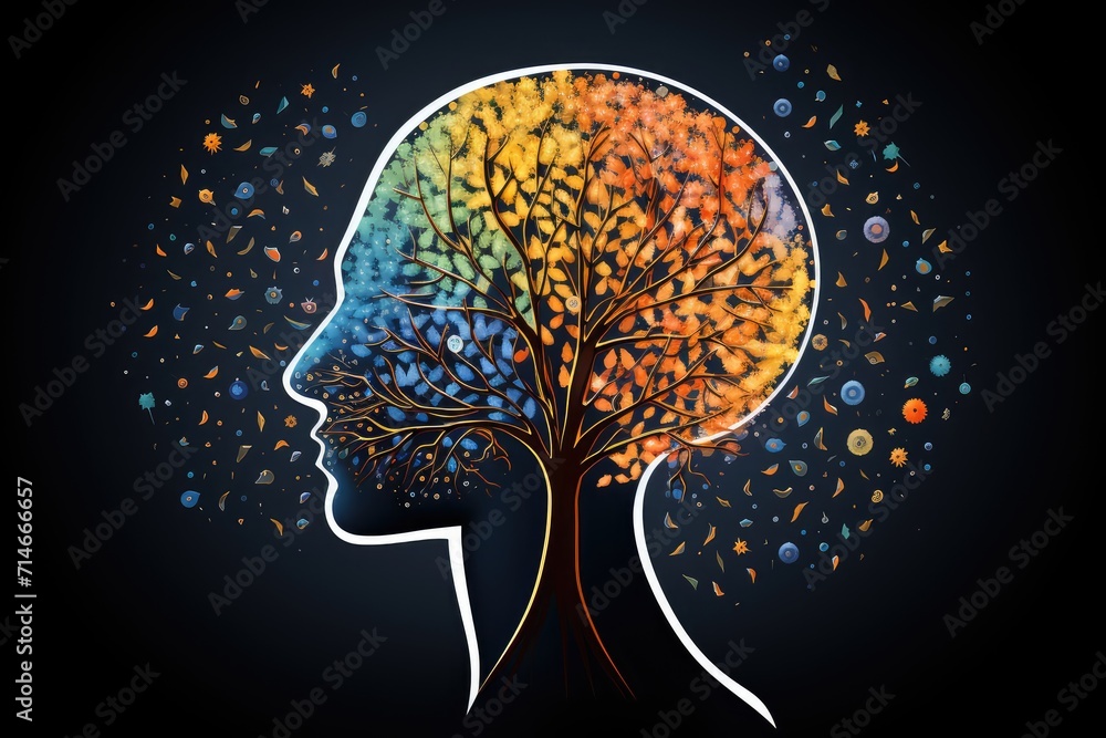 Human Brain AI Colorful Neuron Illustration, Brain learning new ...