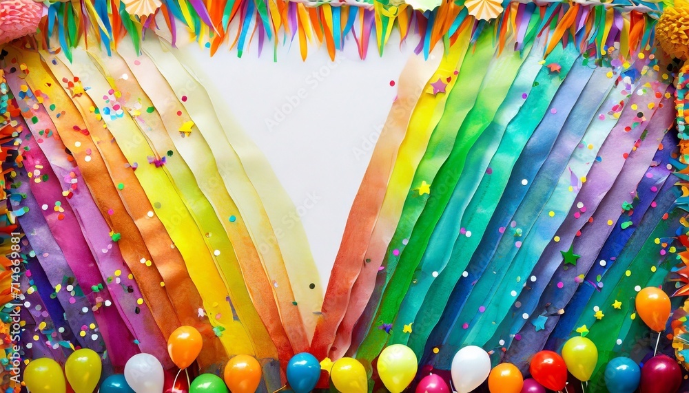 colorful rainbow birthday party border frame background Stock ...