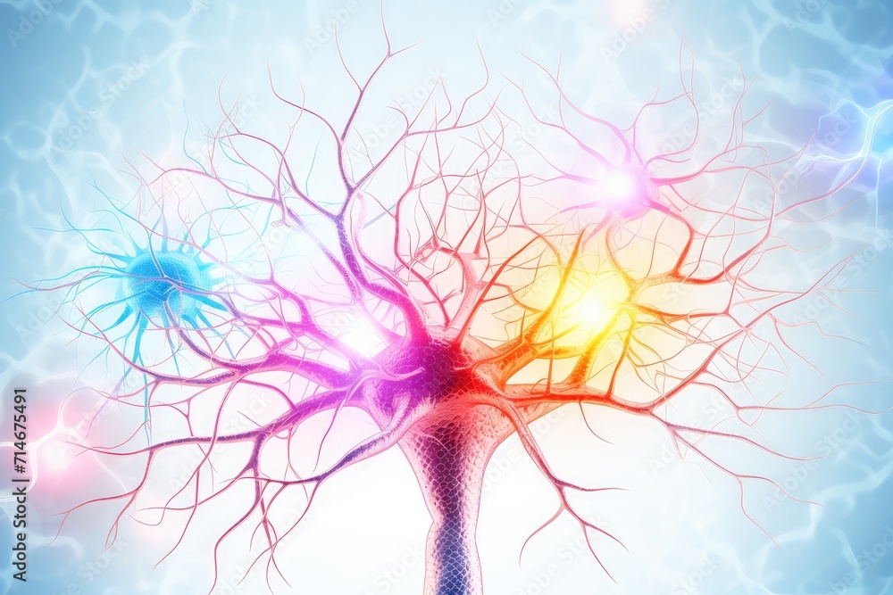 Colored brain neuron mind precision, Stereotactic human axon ...