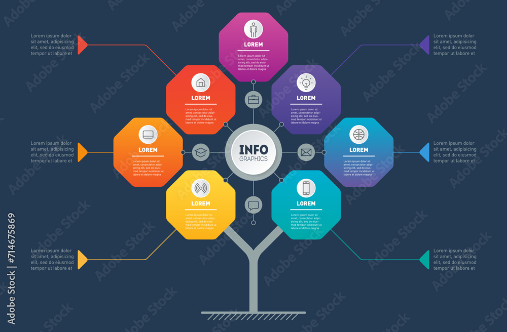 Business infographics concept with 7 active options. Tree. Template of ...
