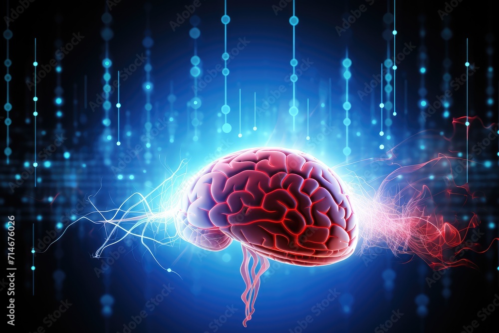 Colored brain neuron mind precision, Stereotactic human axon ...
