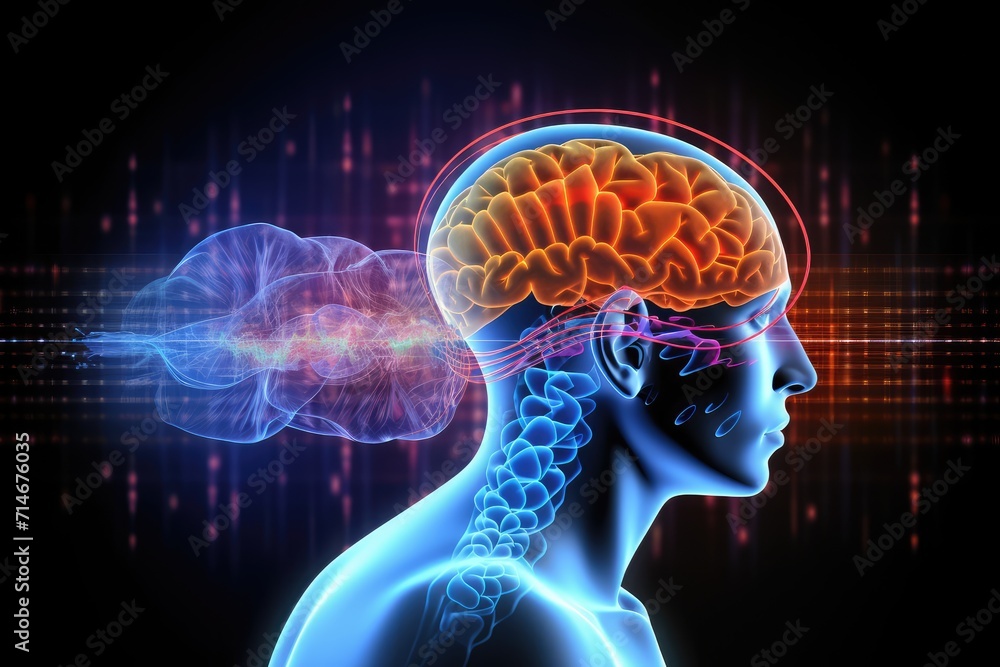 Colored brain neuron mind precision, Stereotactic human axon ...