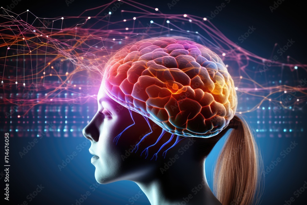 Colored brain neuron mind precision, Stereotactic human axon ...