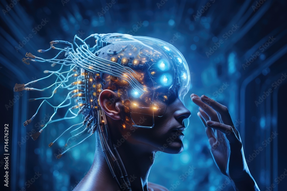 Colored brain neuron mind precision, Stereotactic human axon ...