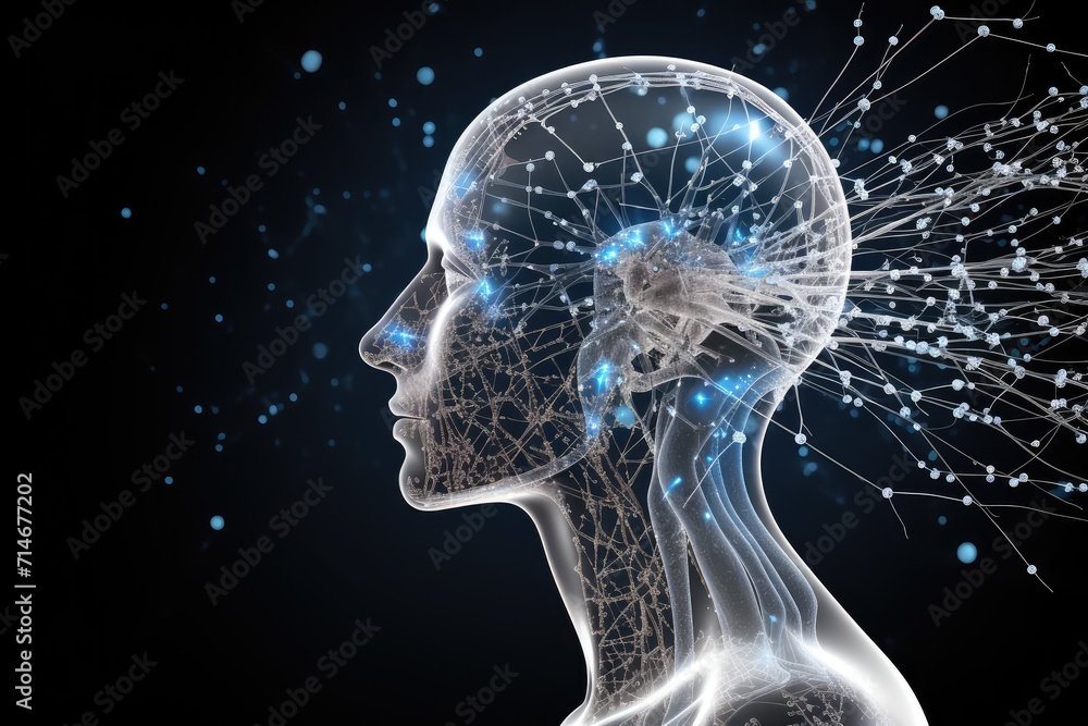 Colorful Nebula Neural Brain Cell Energy Connections, Brain Dots ...