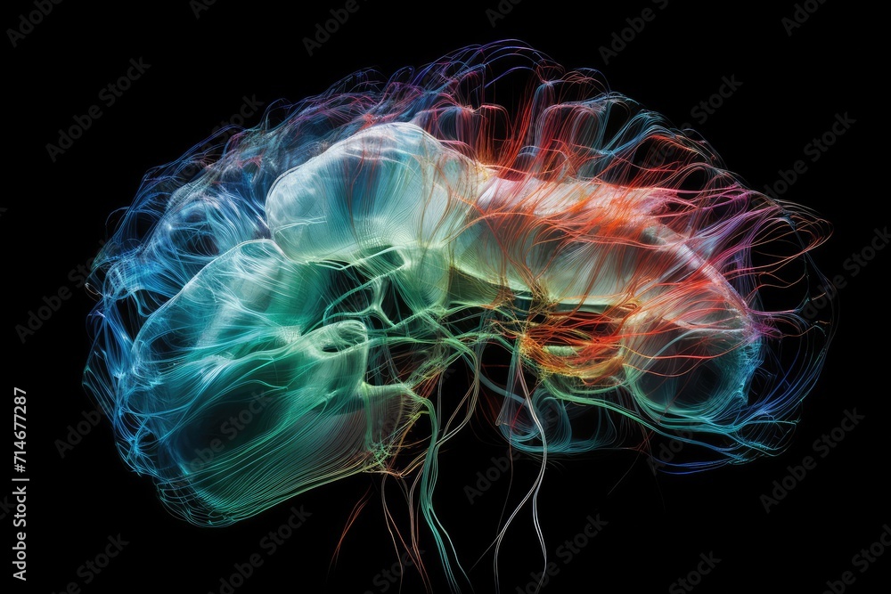 Colorful Human brain sponge, cognitive mental soak neurons. Neuronal ...