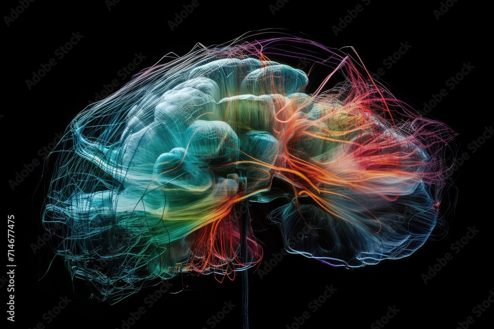 Colorful Human brain sponge, cognitive mental soak neurons. Neuronal ...