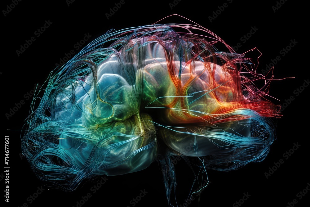 Colorful Human brain sponge, cognitive mental soak neurons. Neuronal ...