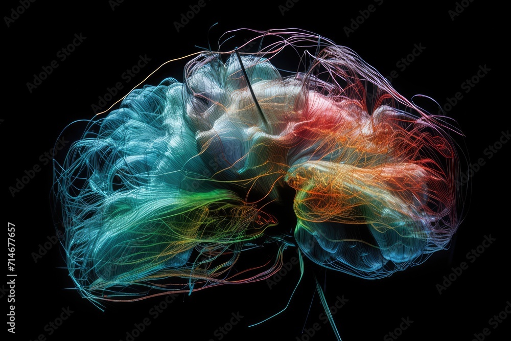 Colorful Human brain sponge, cognitive mental soak neurons. Neuronal ...