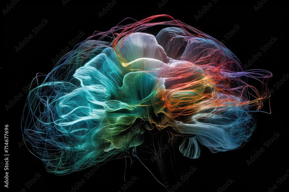 Colorful Human brain sponge, cognitive mental soak neurons. Neuronal ...