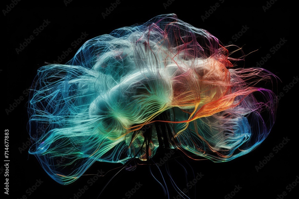 Colorful Human brain sponge, cognitive mental soak neurons. Neuronal ...