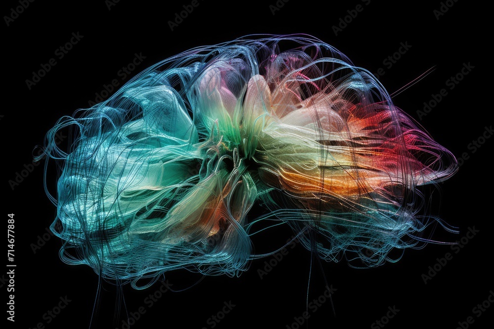 Colorful Human brain sponge, cognitive mental soak neurons. Neuronal ...