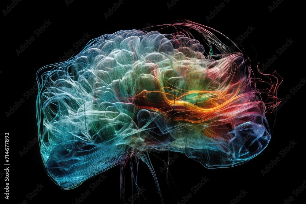 Colorful Human brain sponge, cognitive mental soak neurons. Neuronal ...