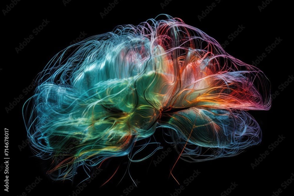Colorful Human brain sponge, cognitive mental soak neurons. Neuronal ...