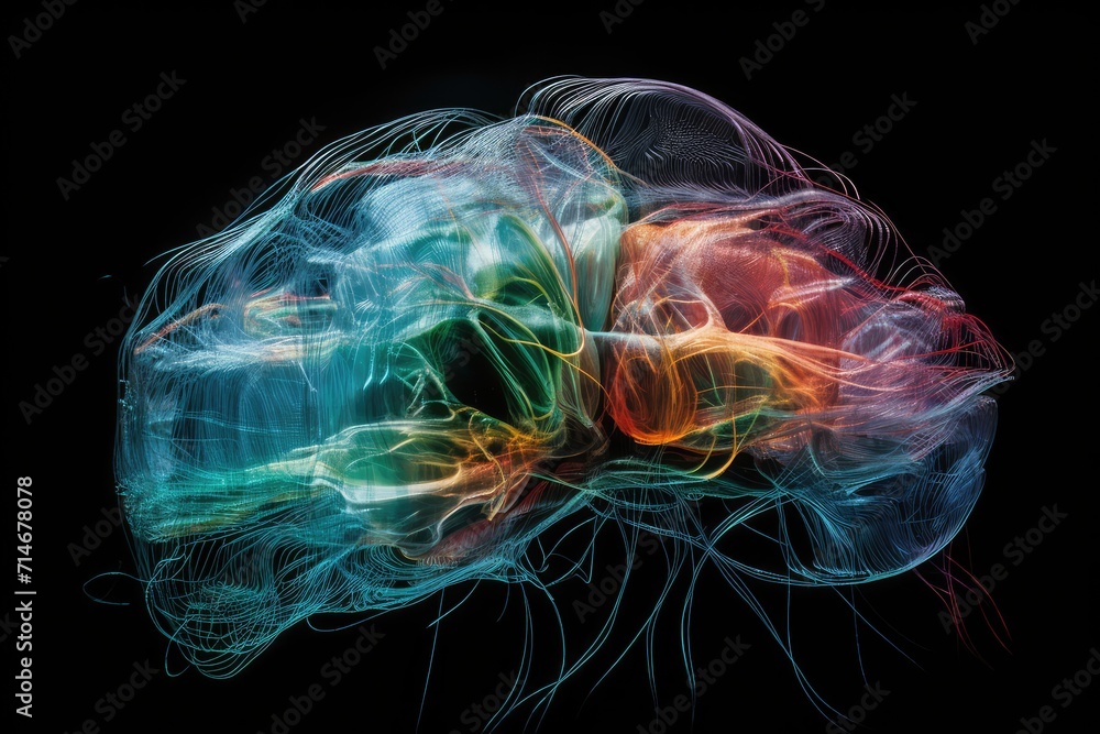 Colorful Human brain sponge, cognitive mental soak neurons. Neuronal ...