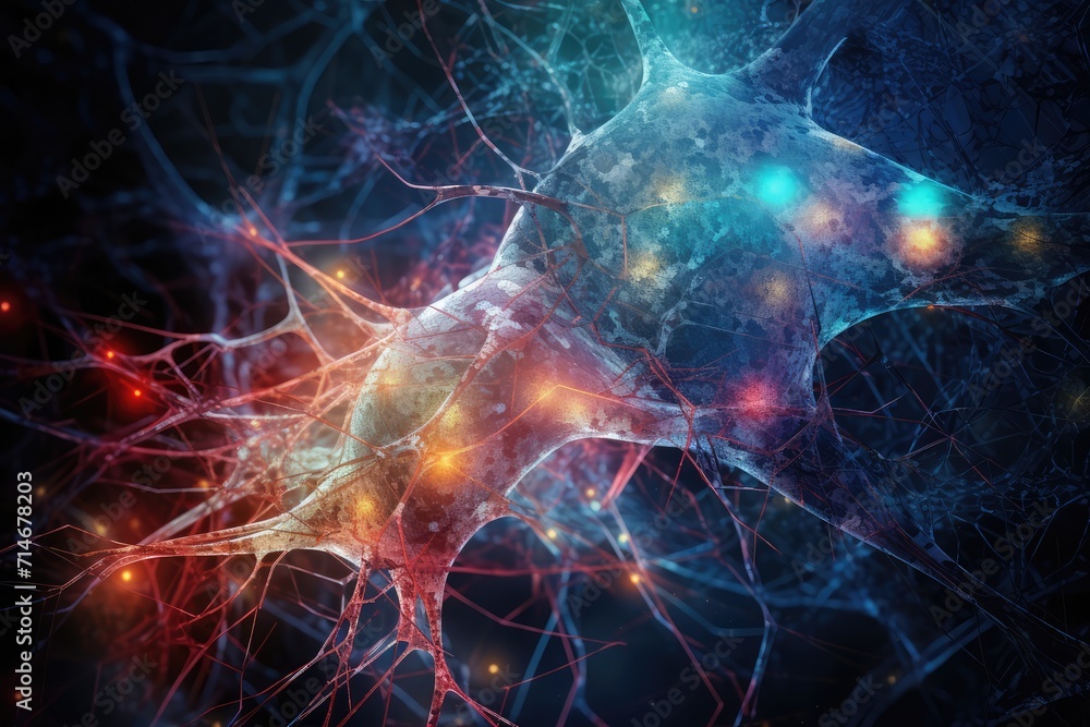 Colorful Human brain sponge, cognitive mental soak neurons. Neuronal ...