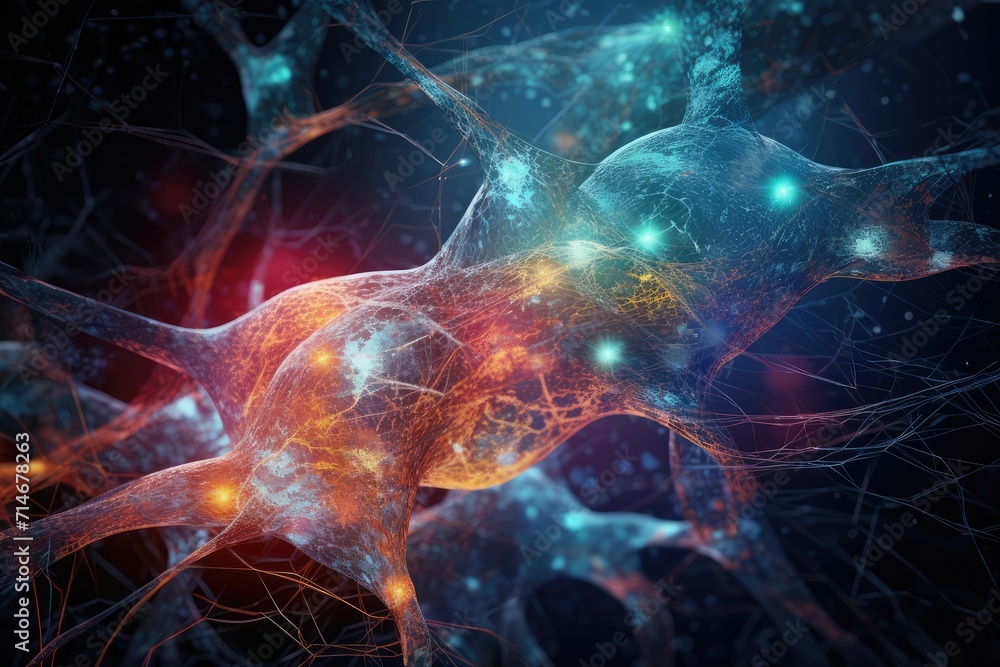 Colorful Human brain sponge, cognitive mental soak neurons. Neuronal ...