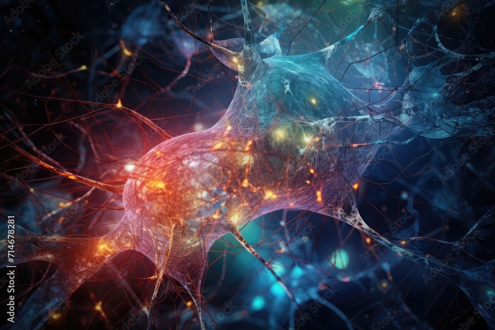 Colorful Human brain sponge, cognitive mental soak neurons. Neuronal ...