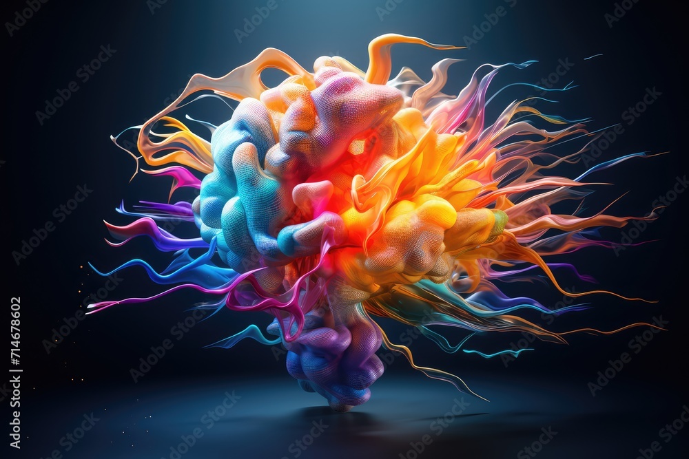 Human brain light bulb energy with fire, long-term memory, information ...