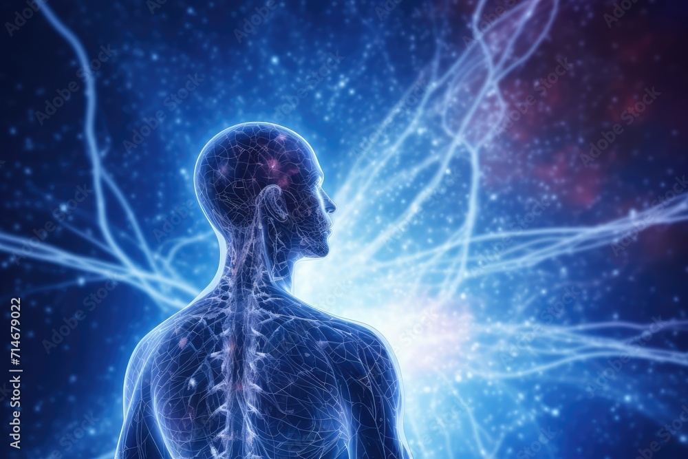 Colorful brain neurons, realm of brain oncology, shadows emerge. Tumors ...