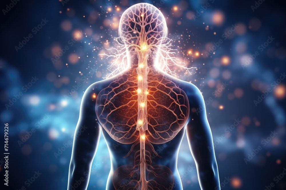 Colorful brain neurons, realm of brain oncology, shadows emerge. Tumors ...