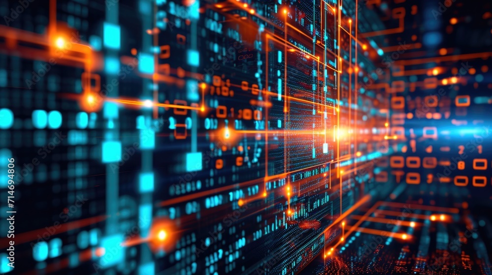 Data exchange, digital technology background, software development ...