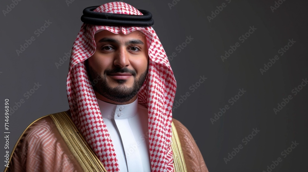 Mature arab middle-eastern saudi arabian man with traditional saudi ...