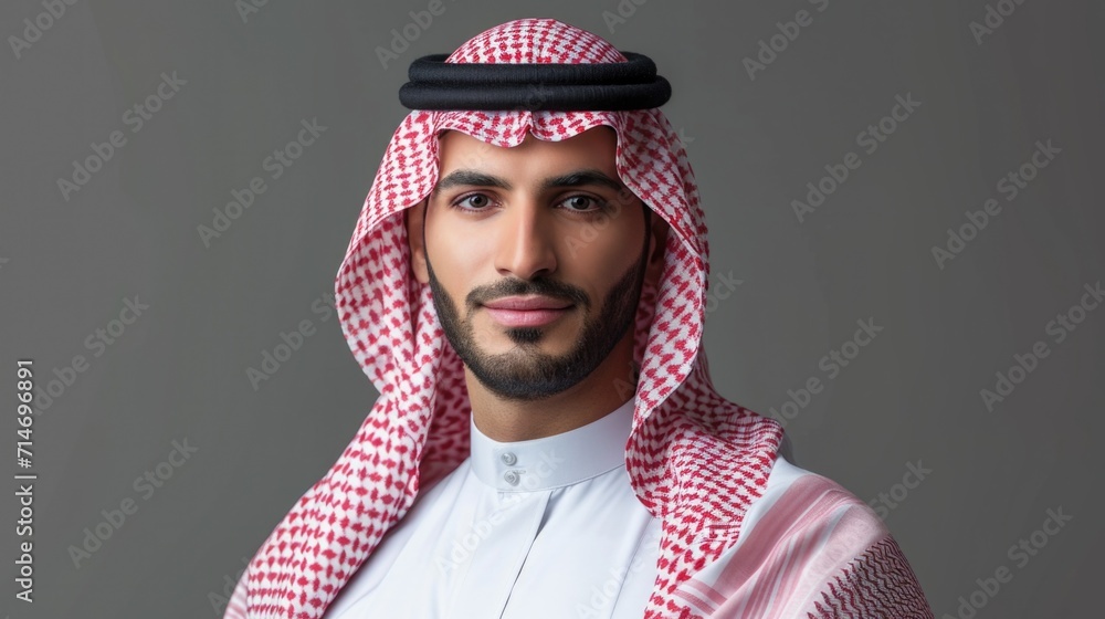 Handsome arab middle-eastern saudi arabian man with traditional saudi ...