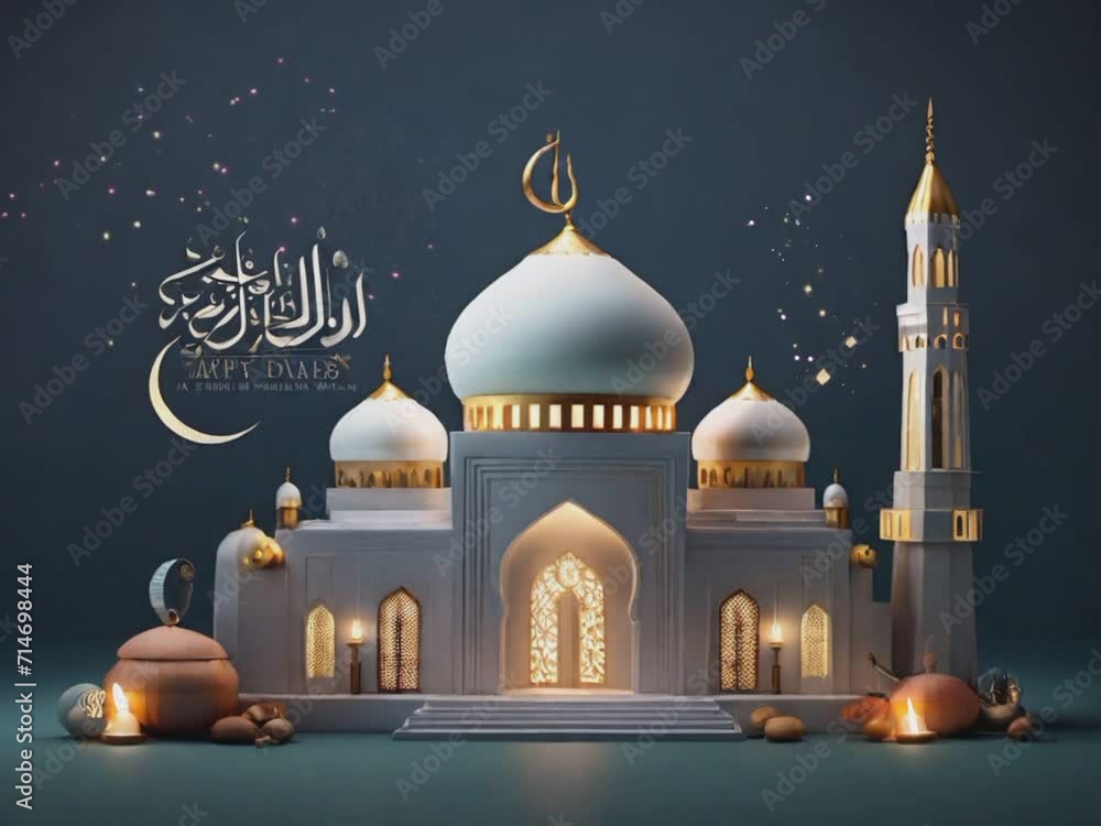 Islamic Theme Mosque background animation seamless looping time-lapse ...