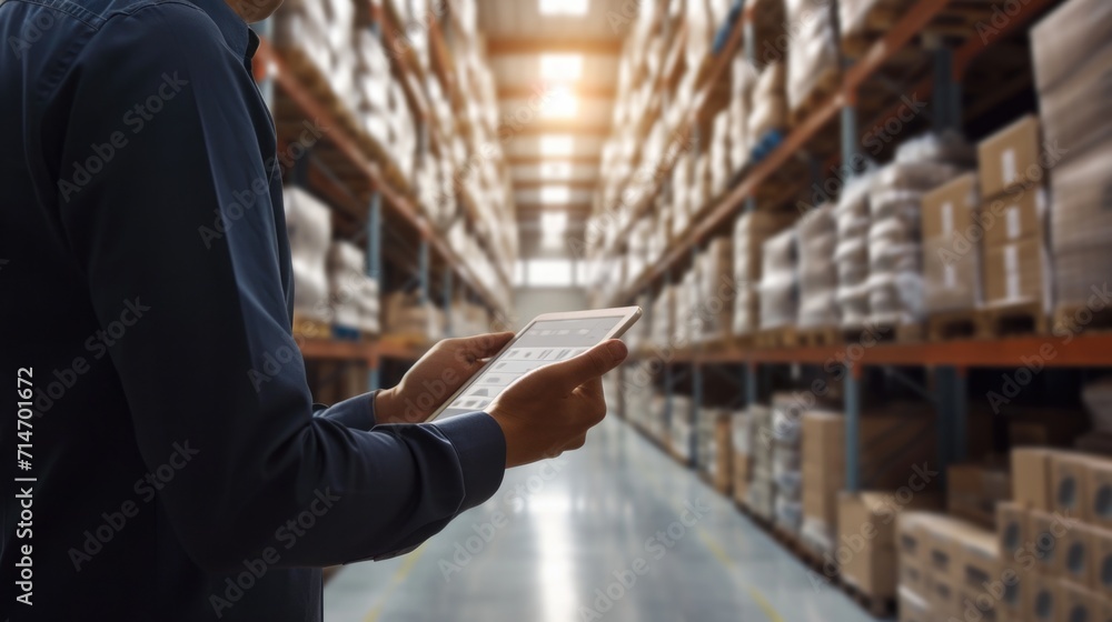 Smart Warehouse,Inventory management system concept.Manager using ...